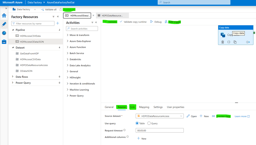 Using Azure Data Factory To Copy Data Via Odata With Hybrid Data Pipeline