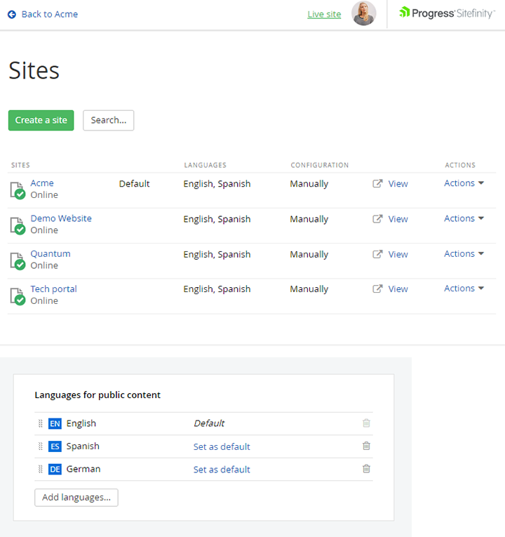 Progress Sitefinity Content Management System